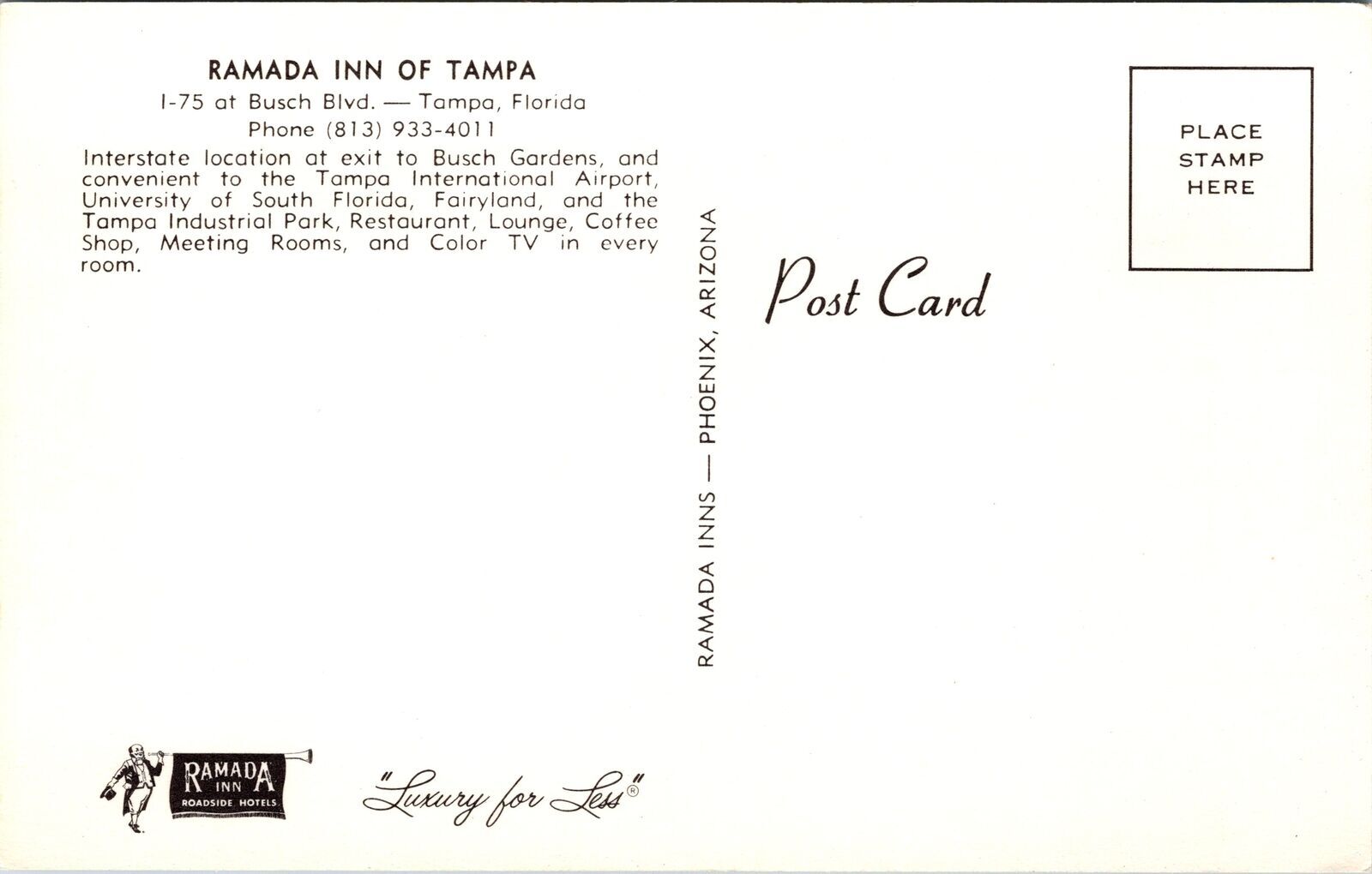 Vintage Postcard the Ramada INN Located at Tampa Florida | United ...