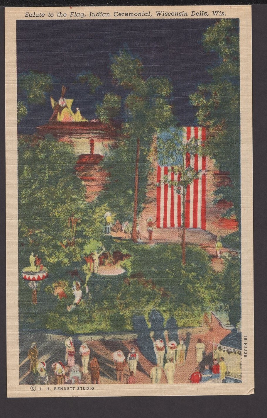 Wisconsin Dells Salute to the Flag, Indian Ceremonial ~ Linen | Topics ...