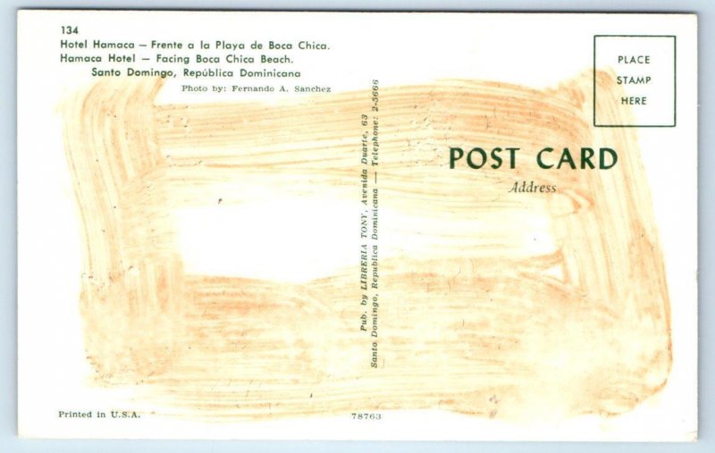 SANTO DOMINGO, Dominican Republic ~ HOTEL HAMACA Boca Chica Beach 1960s ...