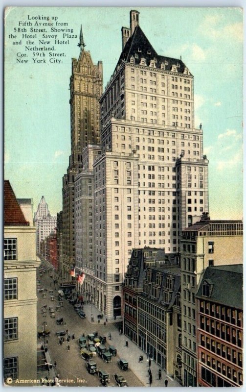 Postcard - Looking up Fifth Avenue from 58th Street - New York City ...