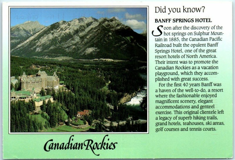 Postcard - Banff Springs Hotel - Canadian Rockies - Banff, Canada ...