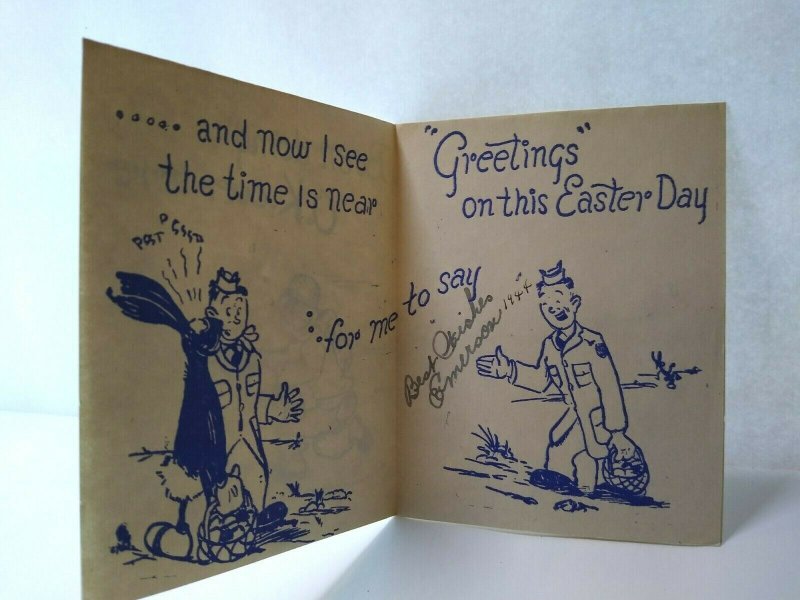 Wartime Easter Greeting Card 1944 Berlin Soldiers Weird Bunny Rabbit ...