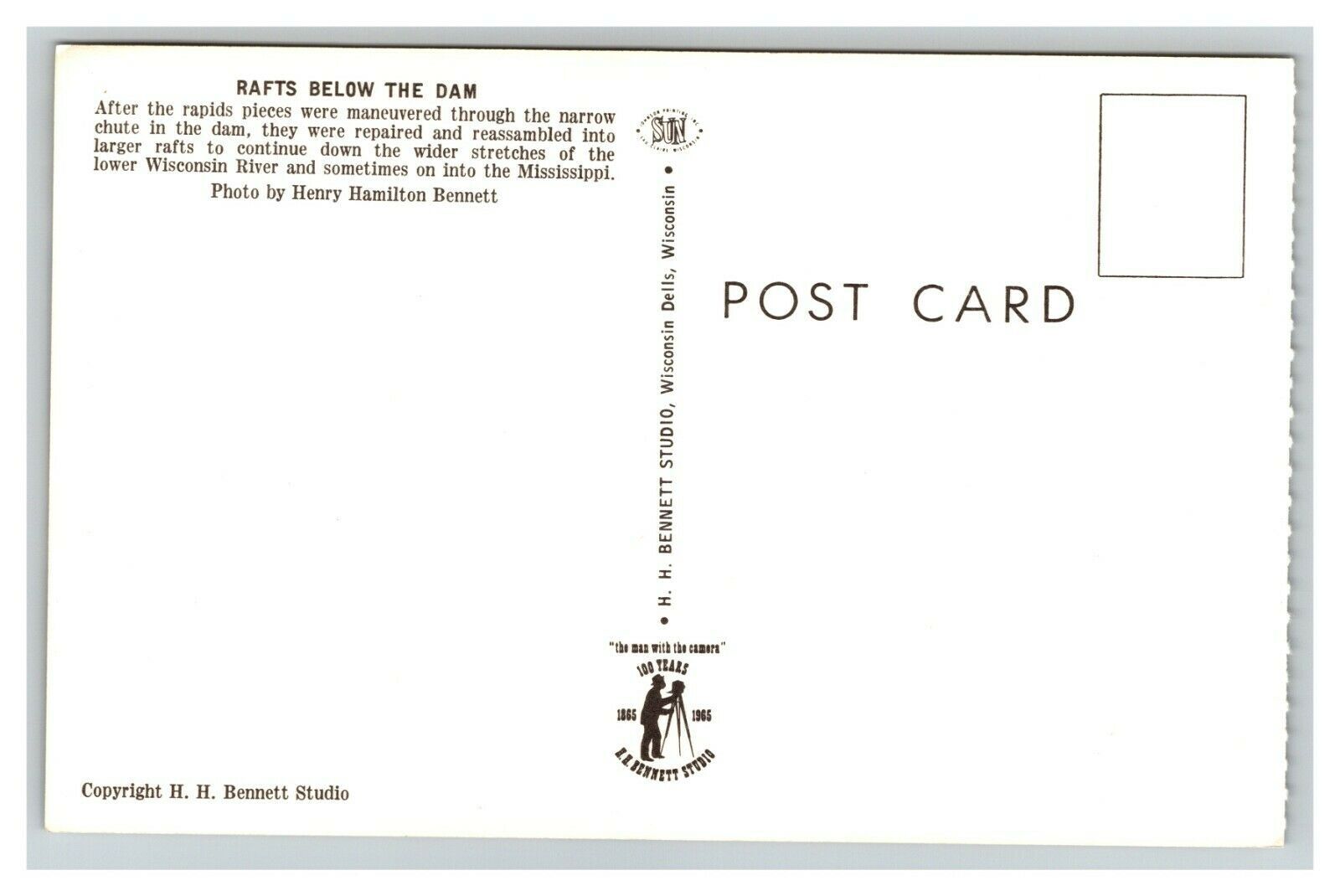 Vintage 1960's Postcard Lumber Raft Running The Kilbourn Dam Wisconsin ...