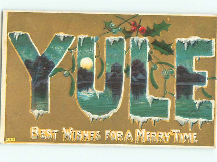 Pre-Linen Christmas RARE WORD - YULE - SPELLED IN BIG LETTERS AB5343 ...