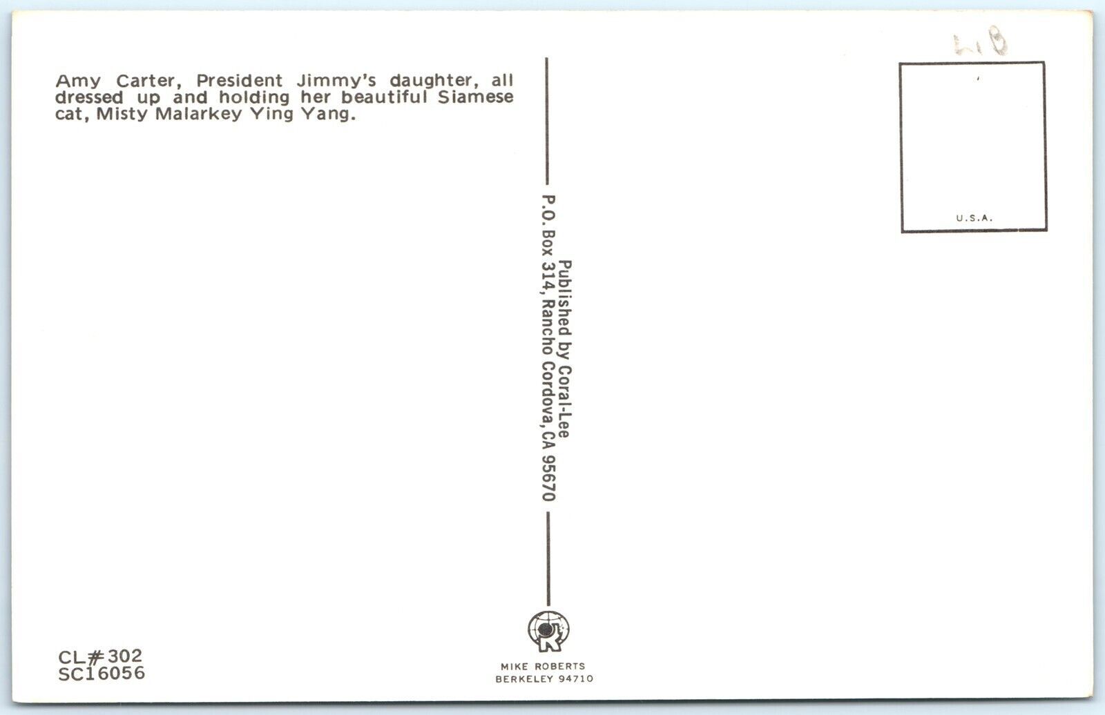 c1970s Adorable Amy Carter Siamese Cat President Jimmy's Daughter ...