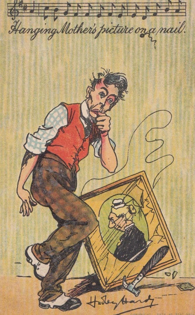 Painting Of Mother Falling Song Dudley Hardy Antique Comic Humour ...