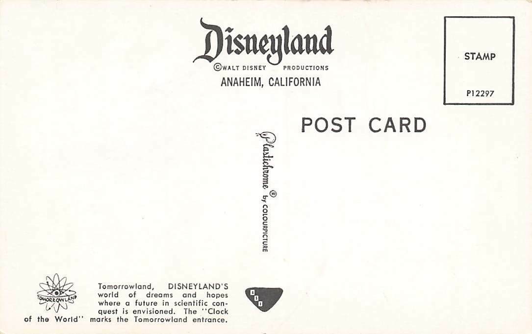 Disneyland Tomorrowland Entrance Clock Of The World Vintage Postcard ...
