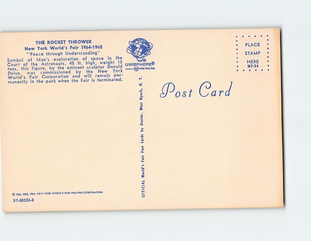 Postcard The Rocket Thrower, New York World's Fair, Queens, New York ...