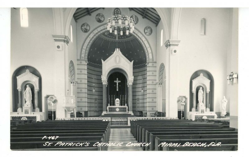 FL - Miami Beach. St. Patrick's Catholic Church Interior RPPC | United ...