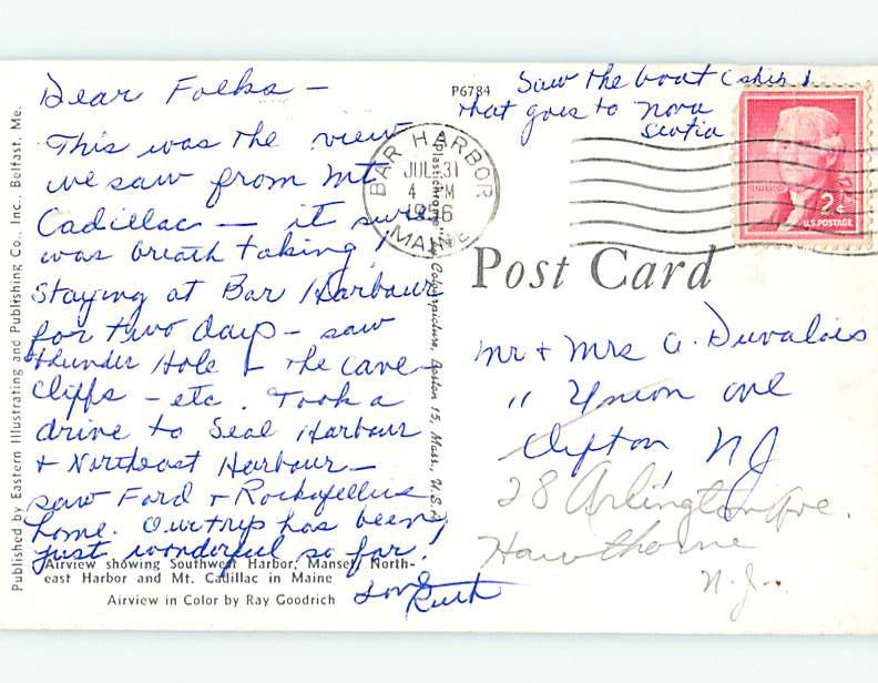 Pre-1980 AERIAL Manset In Southwest Harbor by Bar Mount Desert Island ...