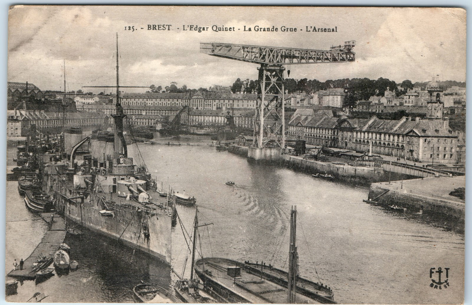 c1910s Brest, France Edgar Quinet Warship Arsenal Grande Grue Crane ...