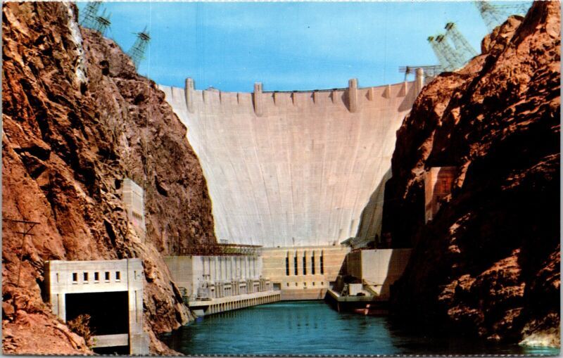 Hoover Dam Downstream Face Nevada Arizona Boundary Postcard VTG UNP ...