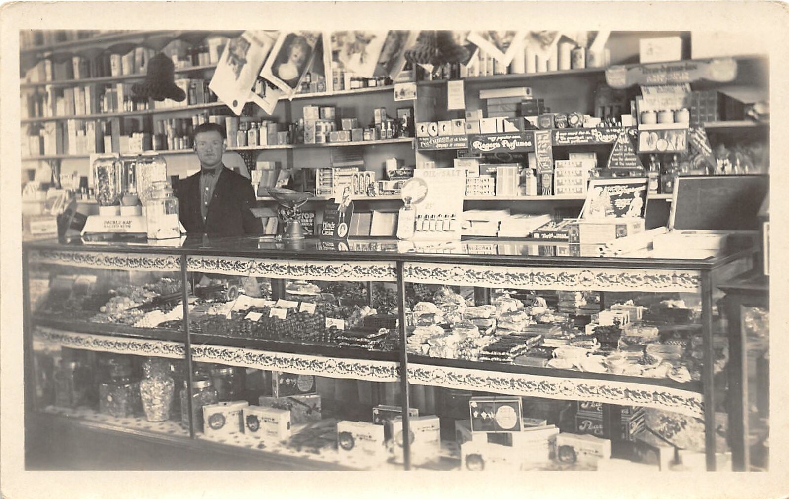 G11/ Interesting Postcard c1910 Candy Store Perfumes Nuts Interior ...