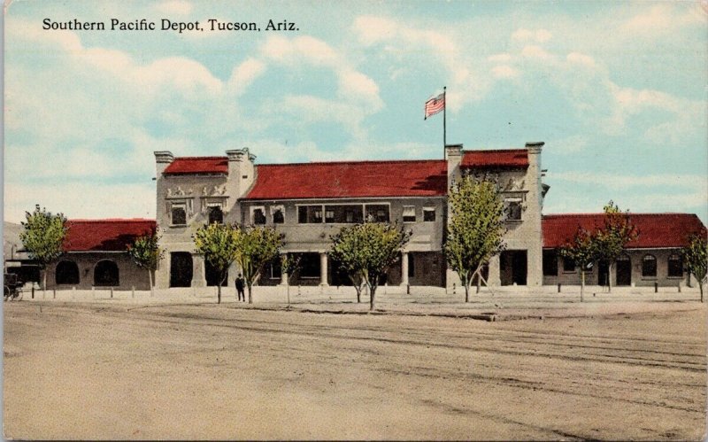Tucson AZ Southern Pacific Depot Railway Train Station Arizona Postcard ...