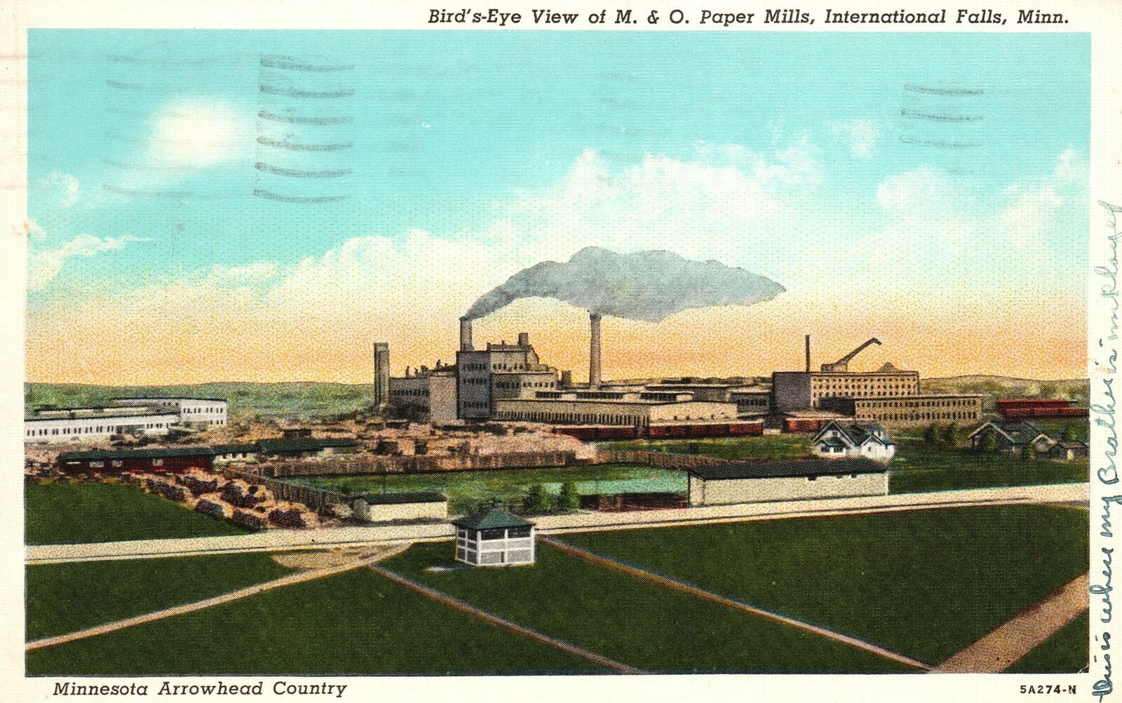 Vintage Postcard 1944 View of M. & O. Paper Mills International Falls ...