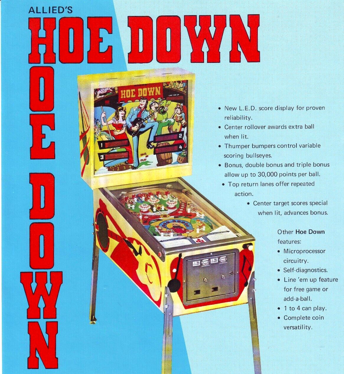Hoe Down Pinball Flyer Original Vintage Retro Artwork 1978 Country ...
