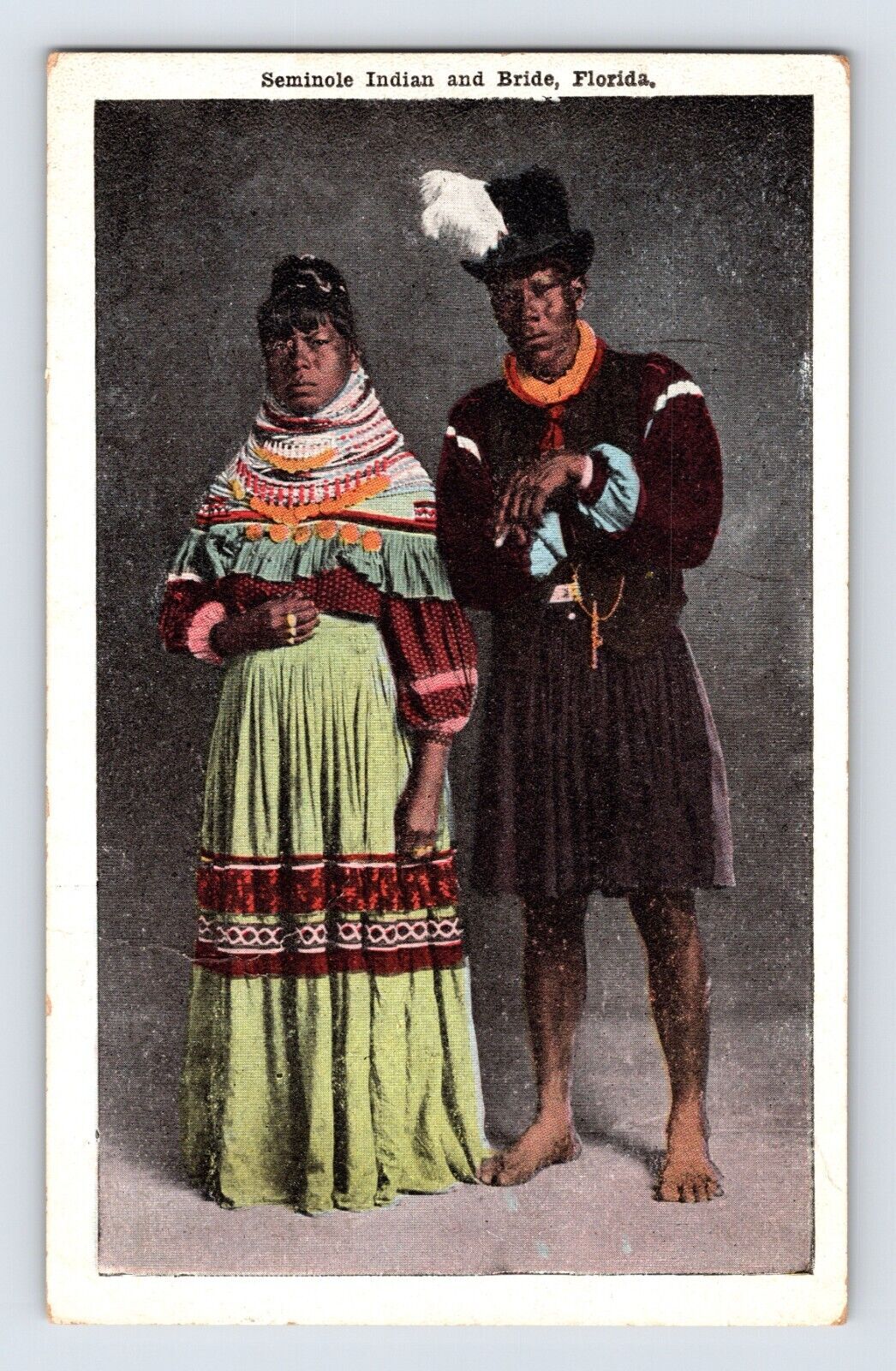 Postcard Florida Seminole Native American Indian Bride Groom 1921 ...