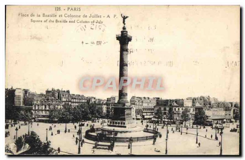 Postcard Old Paris Place de la Bastille and the July Column | Europe ...