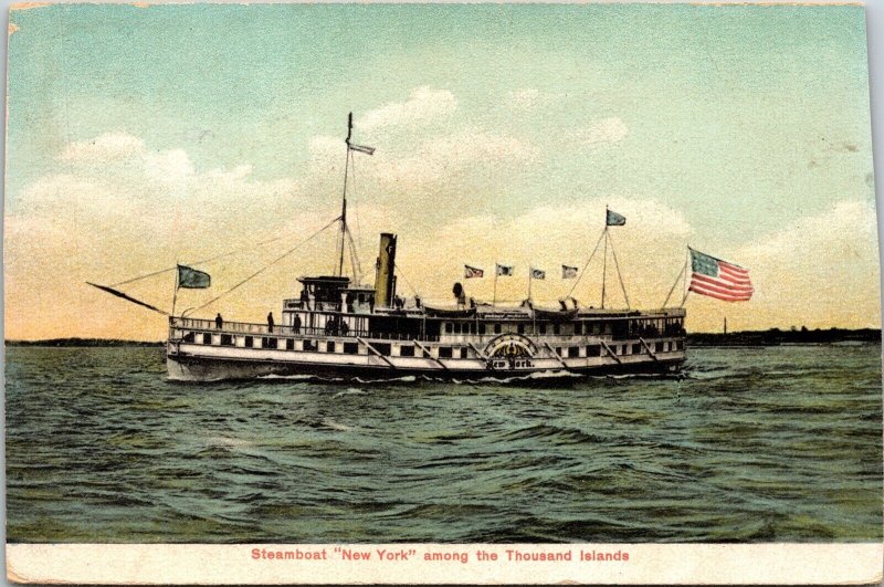 Steamboat New York Thousand Islands Antique Postcard PM WOB Note DB ...