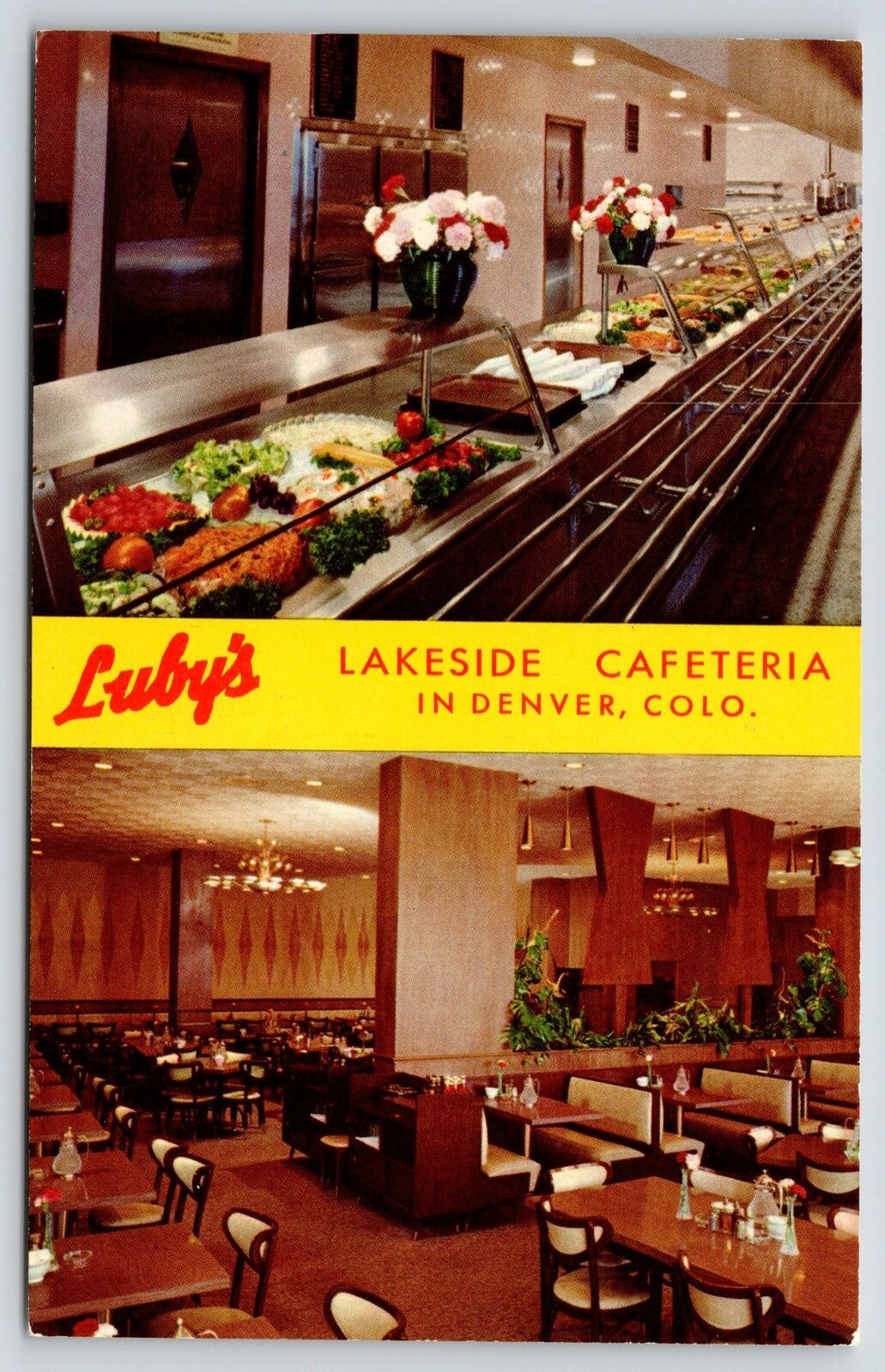 Denver Colorado~Luby's Lakeside Cafeteria Interior~Bishop's Buffet~1961 ...