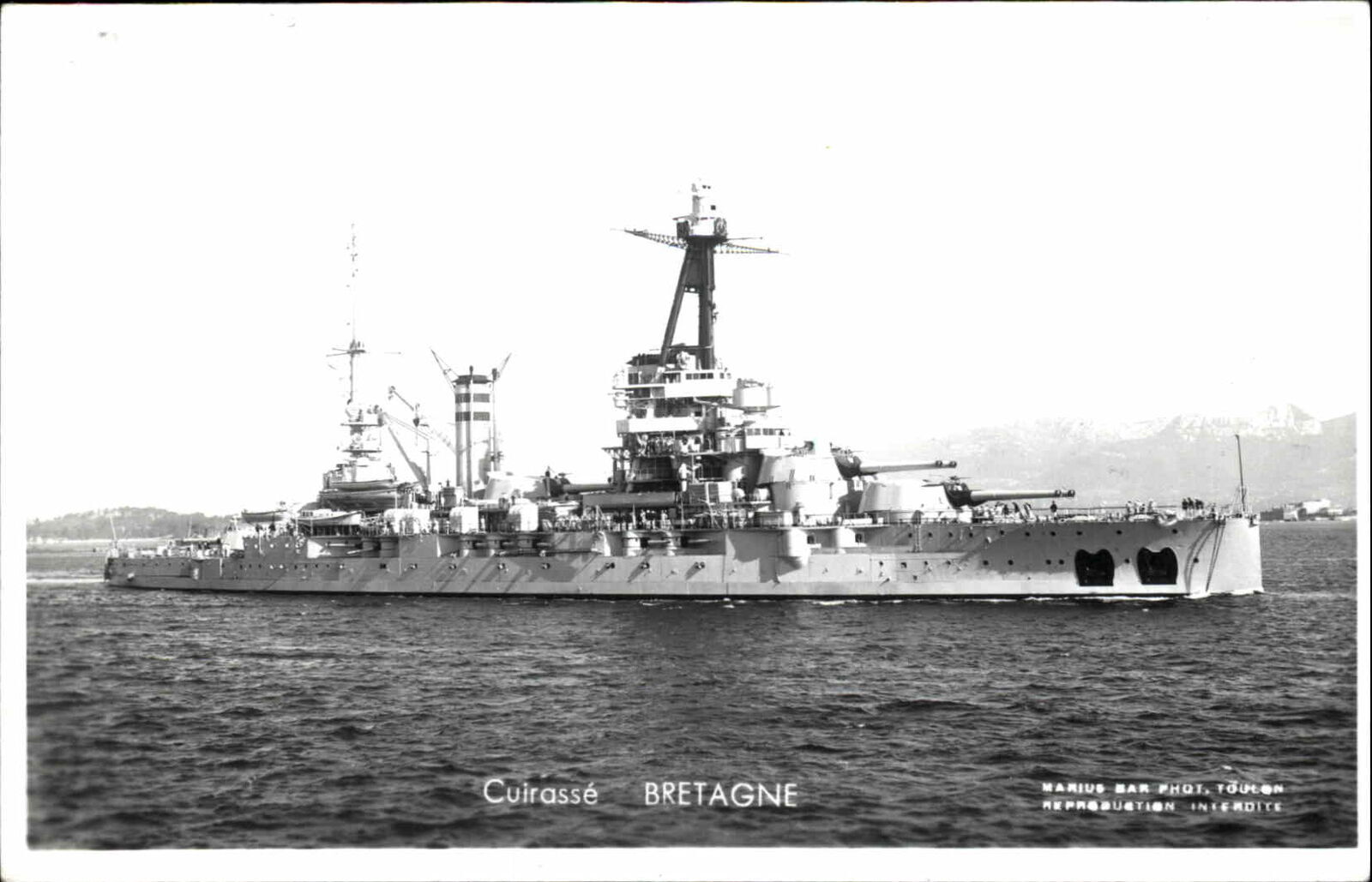 Vintage RPPC WWII Cuirasse Bretagne BATTLESHIP Real Photo | Other ...