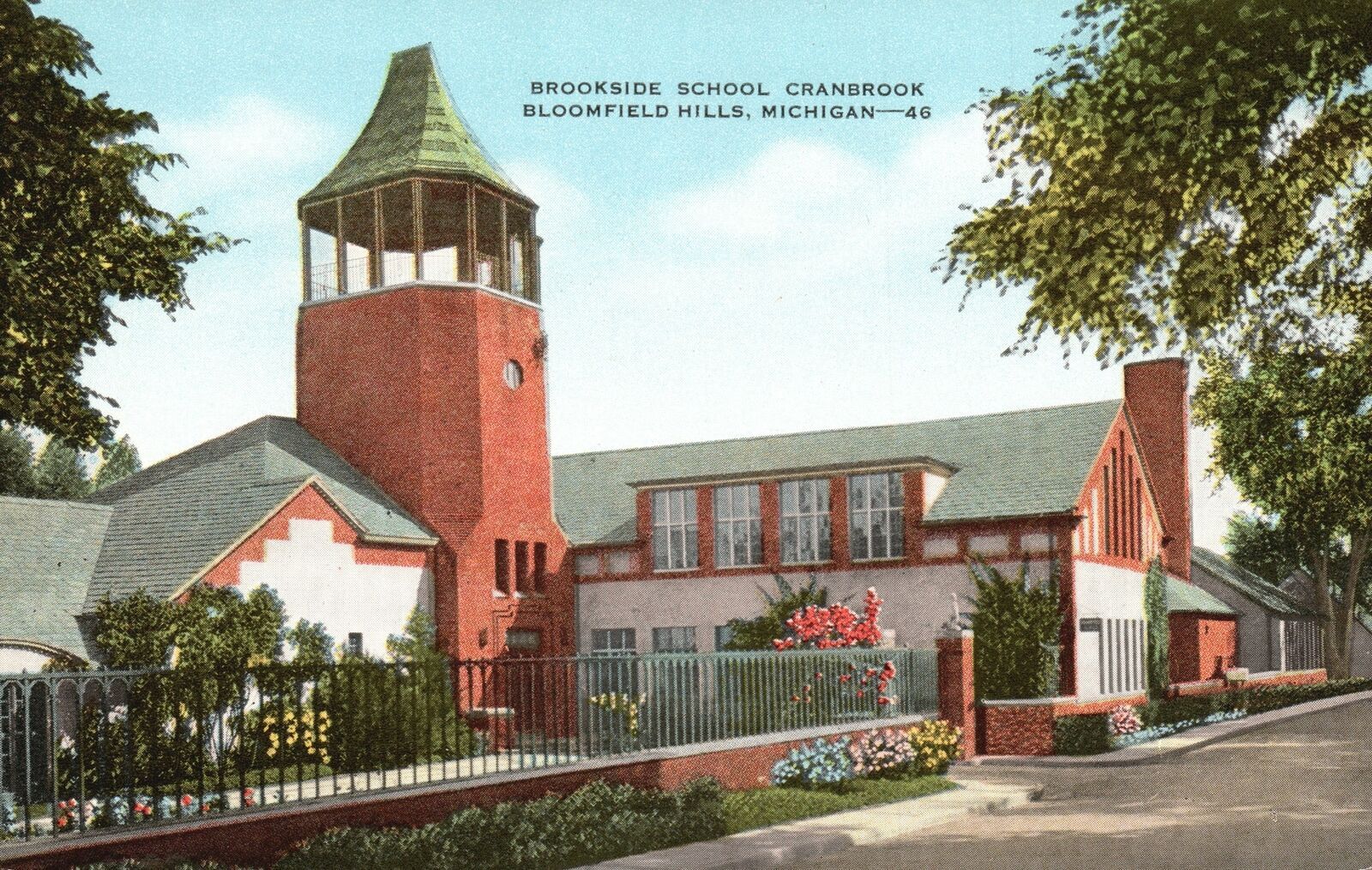 Vintage Postcard Brookside School Cranbrook Day School Bloomfield Hills ...