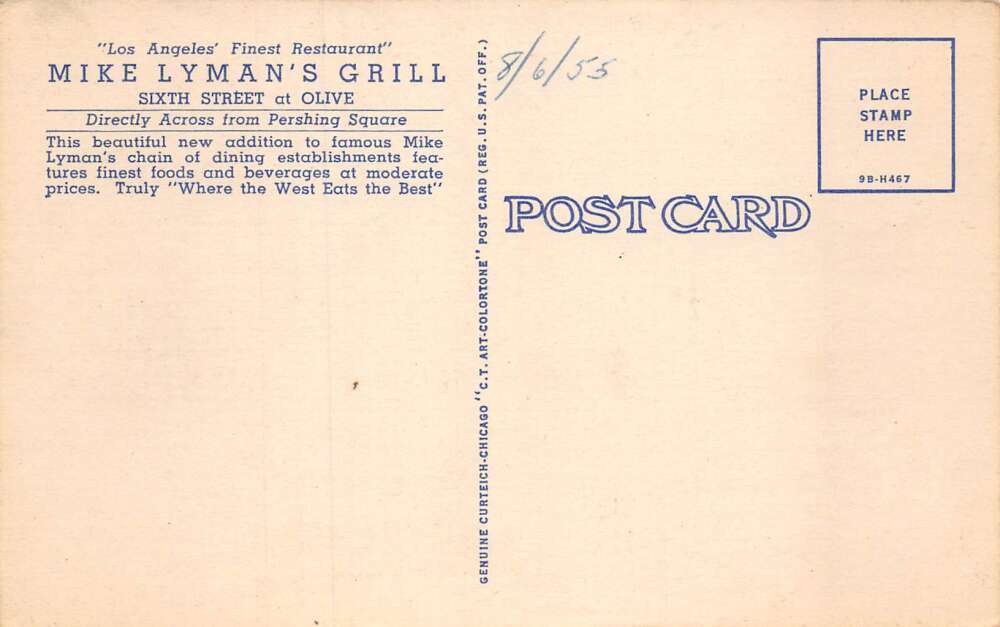 Los Angeles California Mike Lyman's Dining Room & Bar, Color Linen PC ...