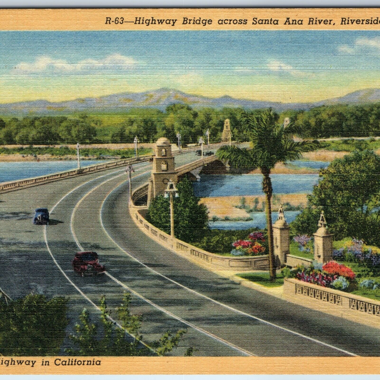 1941 Riverside, CA Rubidoux Mission Santa Ana River Bridge Raincross ...