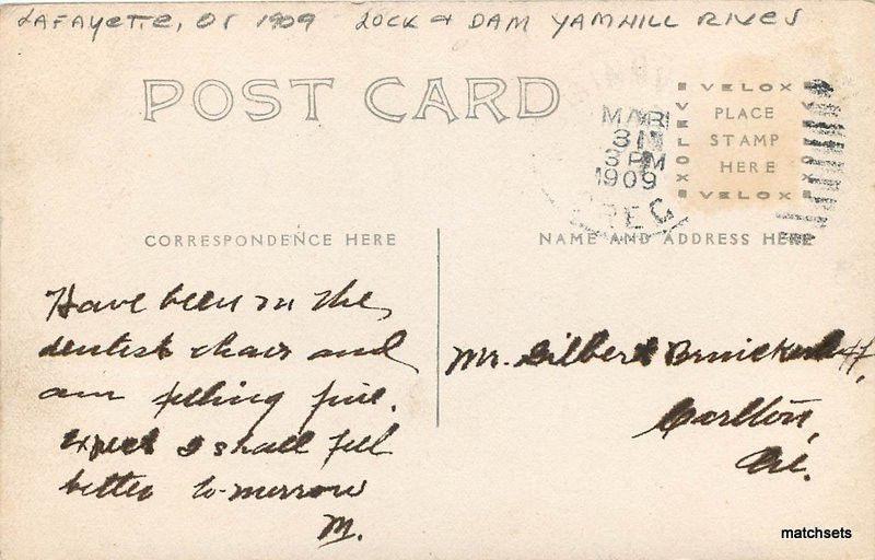 1909 Lafayette Oregon Lock Dam Yamhill River RPPC Real photo postcard ...