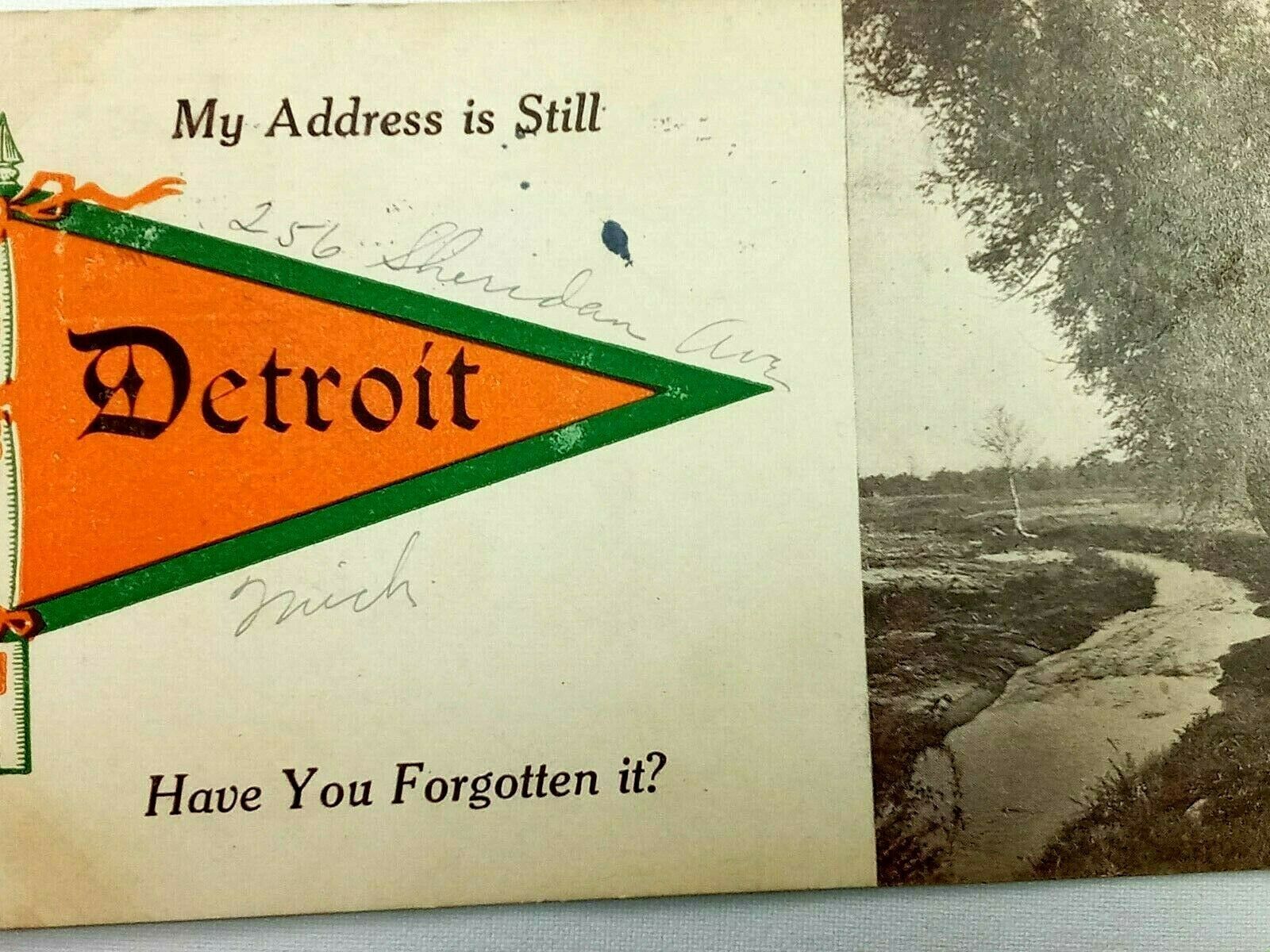 Vintage Postcard 1913 My Address is Still Detroit. Have you Forgotten ...