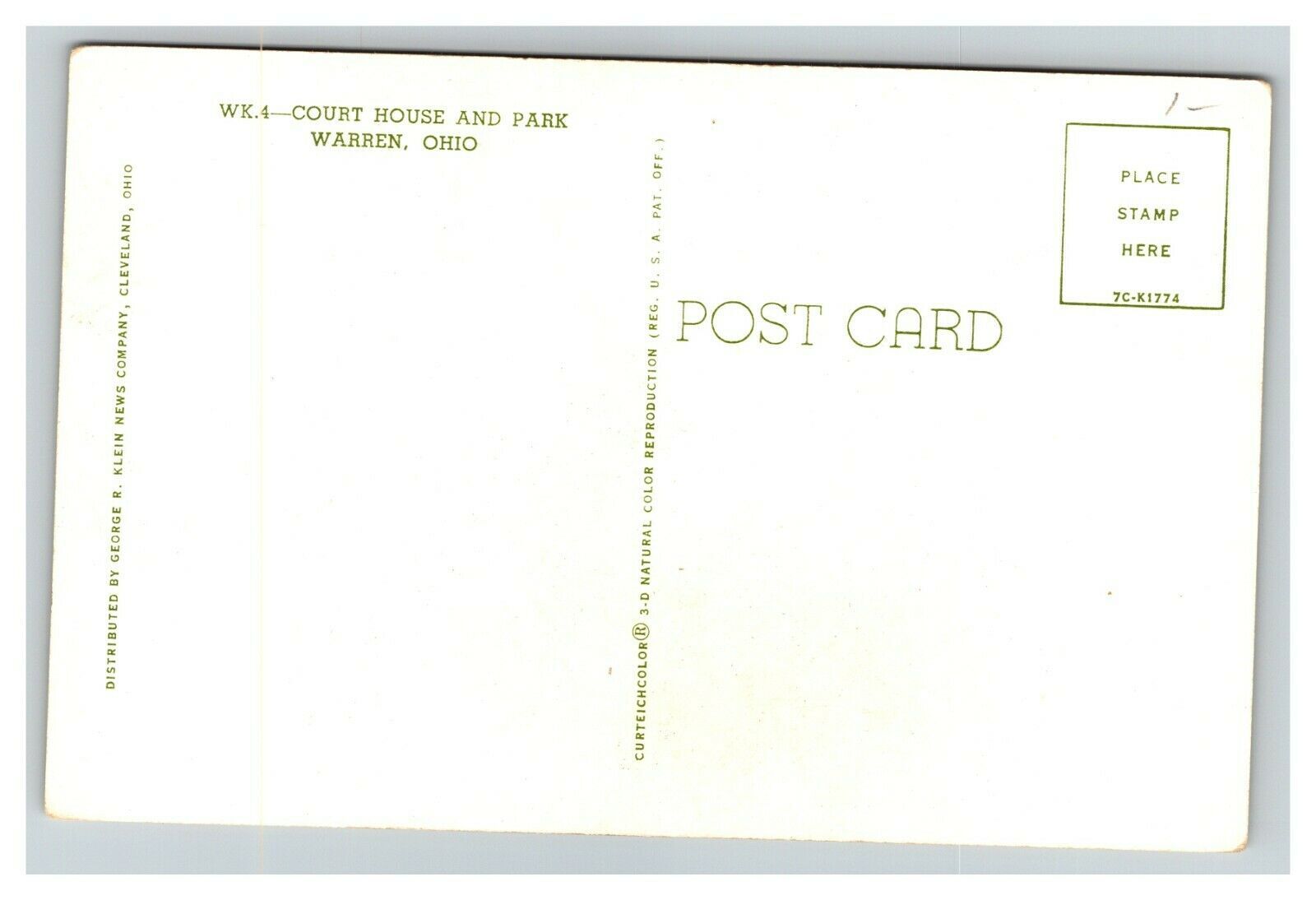 Vintage 1960's Postcard Courthouse Building & Park Warren Ohio | United ...