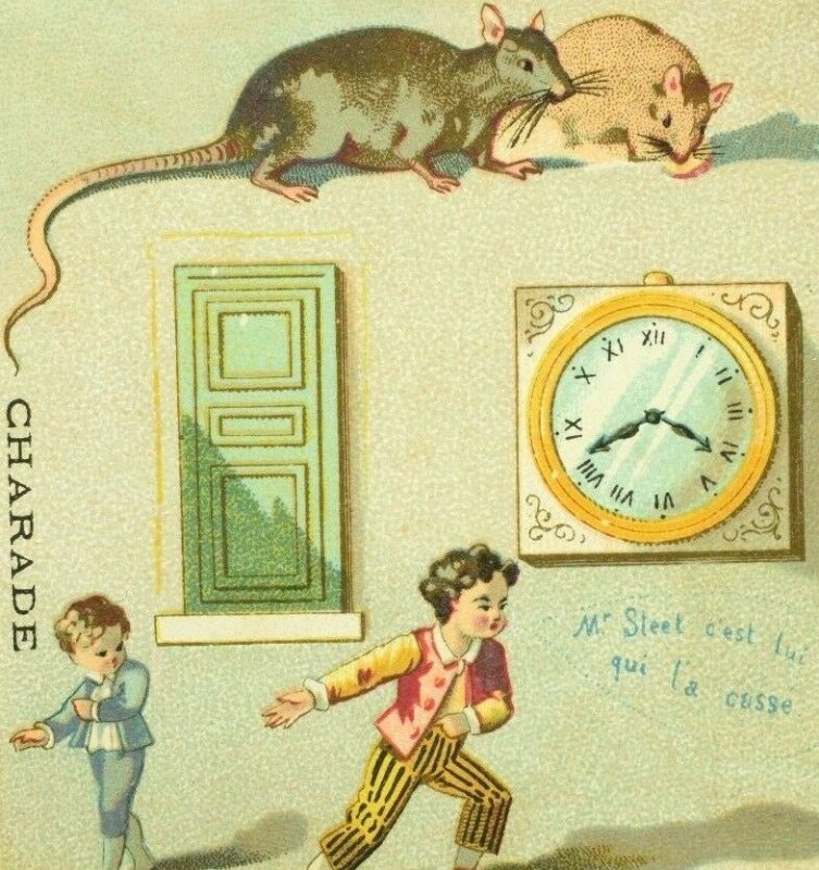 1870's-80's Clock Rats Boys Aux Armes D'Angleterre Nice, France Trade ...