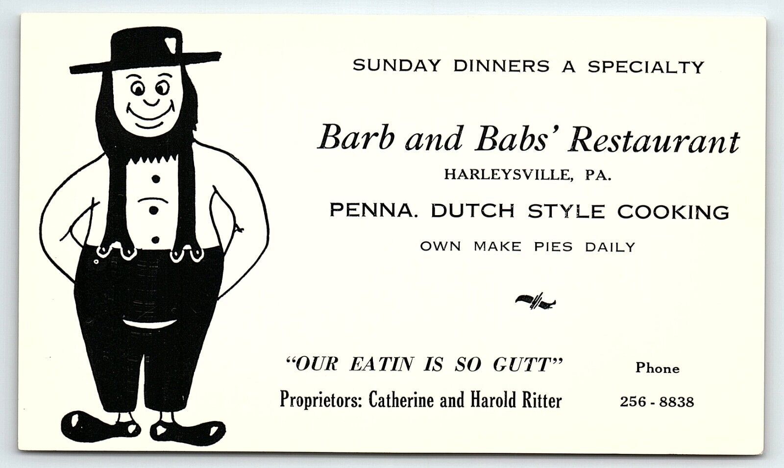 Vintage Harleysville PA Barb and Babs' Restaurant Dutch Style AD ...