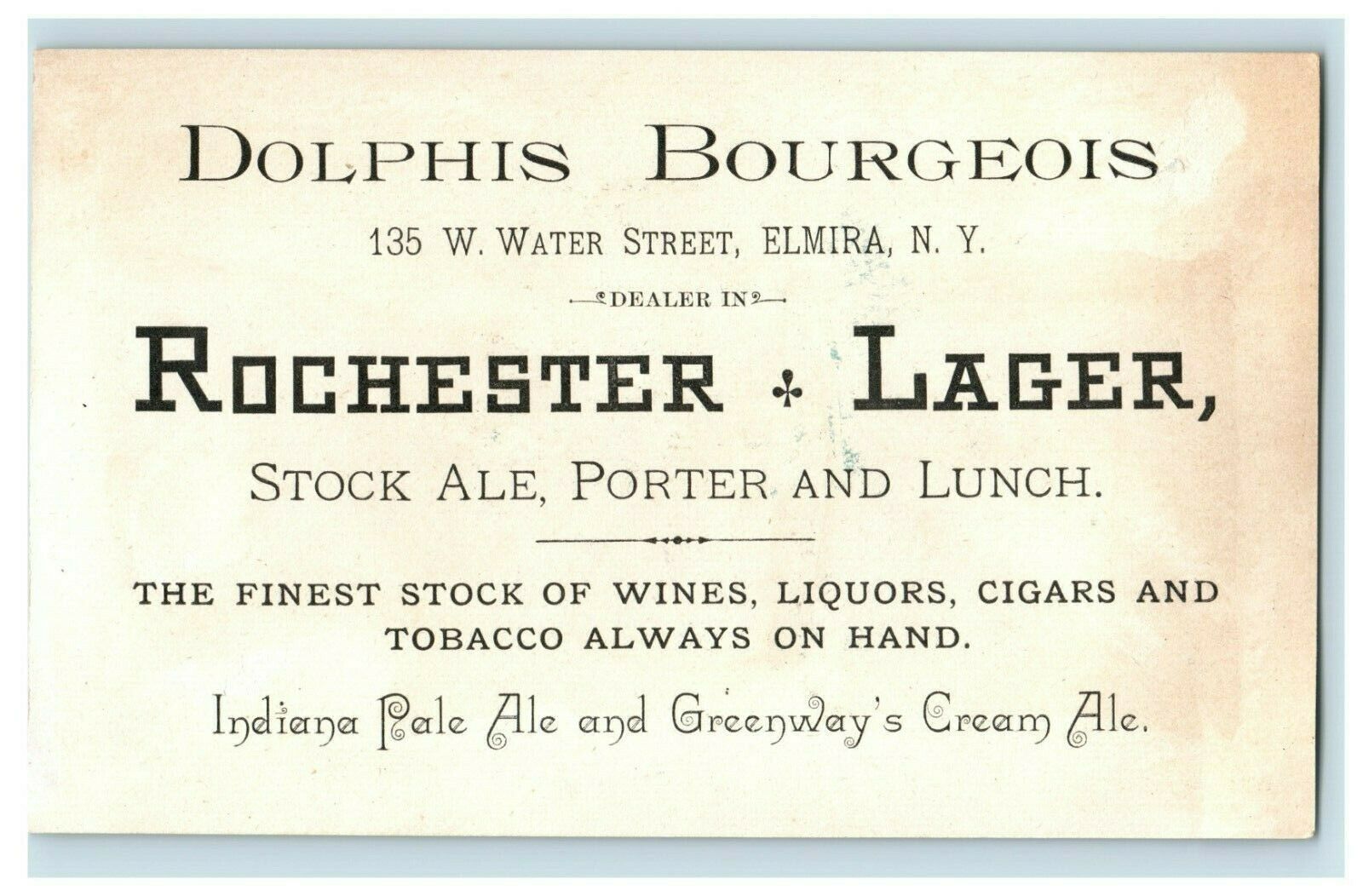 1883 Against Prohibition Dolphis Bourgeois Rochester Lager Indian Pale ...