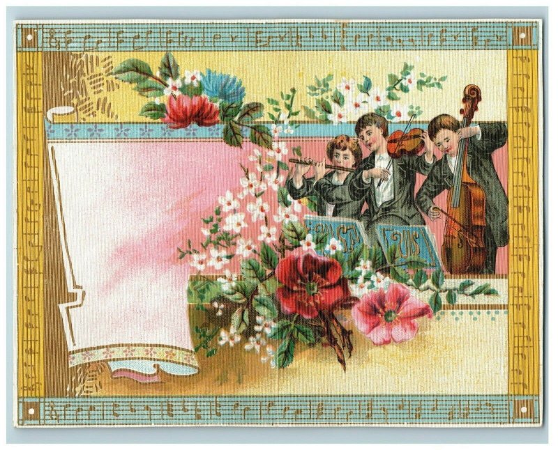 1880s-90s Victorian Ribbed Sample Folder Card Boys Musical Instruments ...