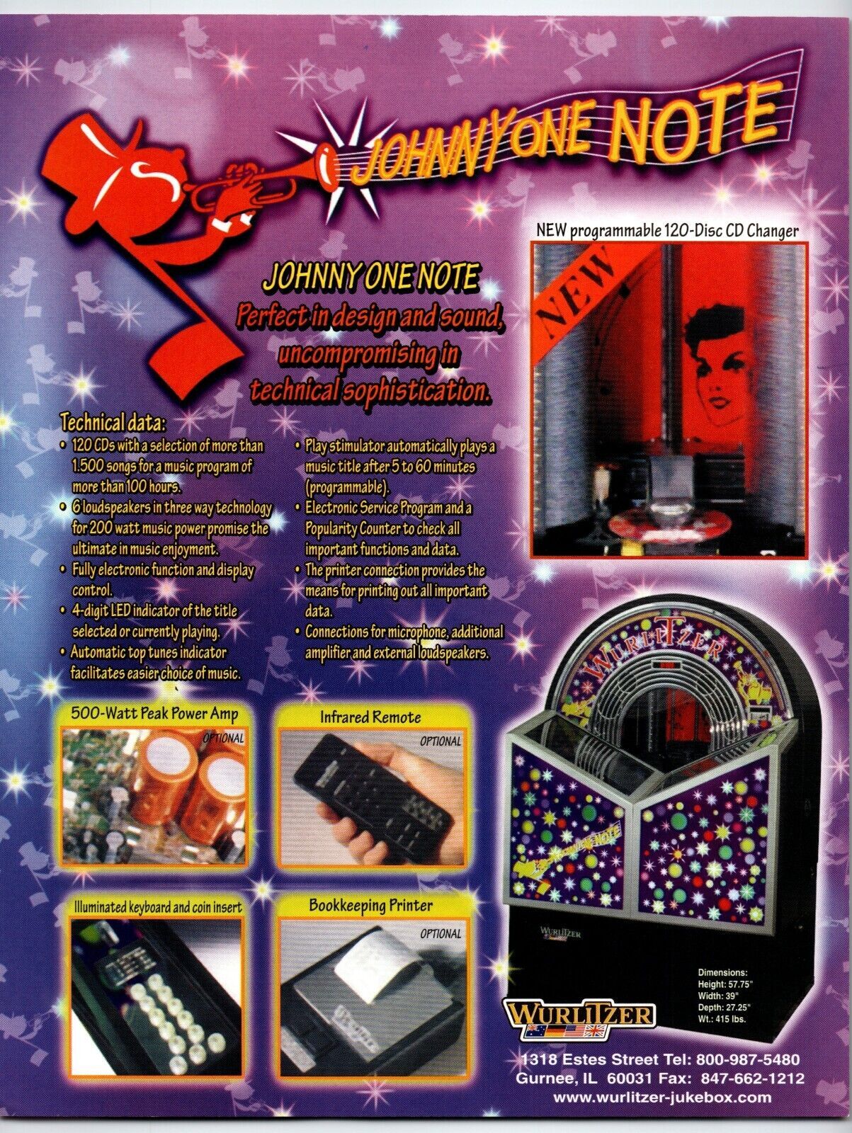 Johnny One Note Jukebox FLYER Original Phonograph Music 8.5" x 11" Two ...