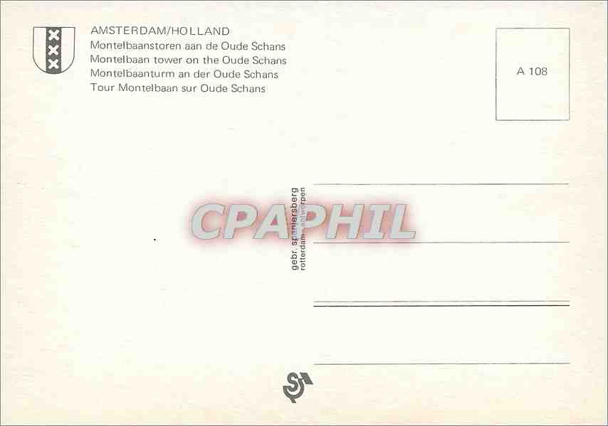Postcard Modern Amsterdam Holland Oude Schans Tour Montelbaan on boat ...