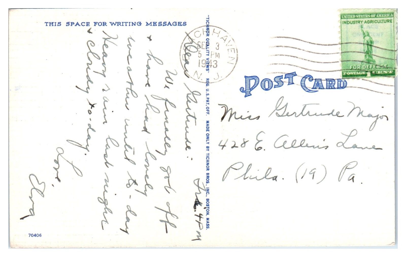 1943 On the Beach at Beach Haven, NJ Postcard | United States - New ...