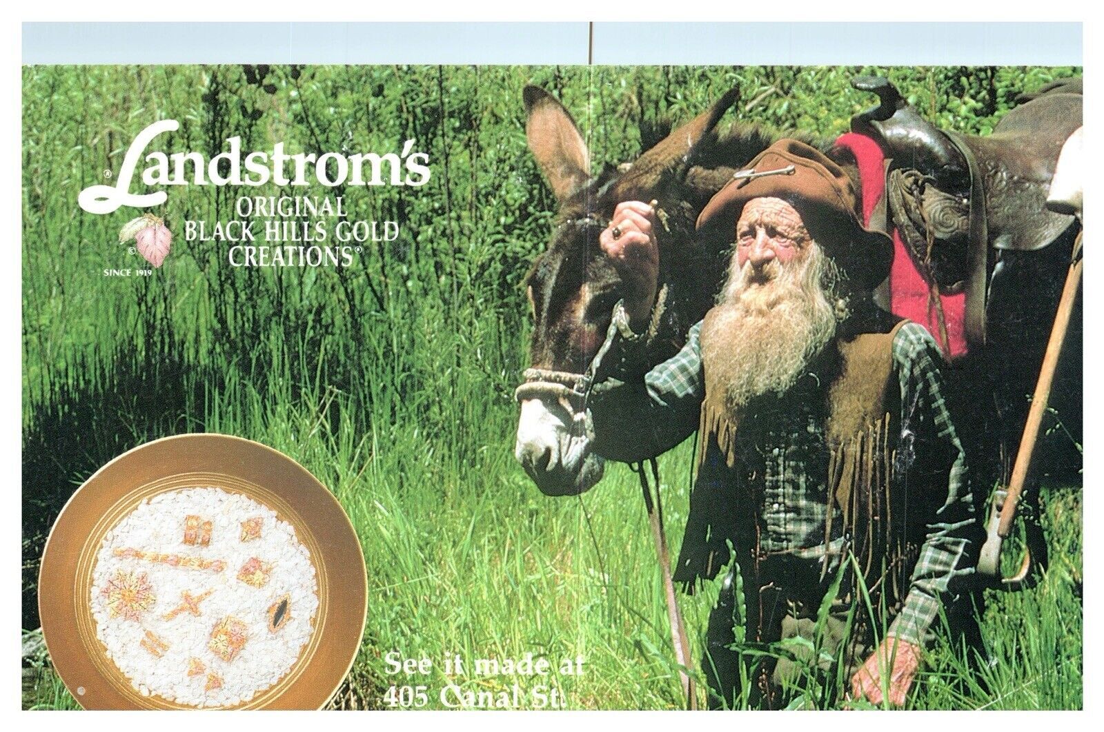 Landstroms Black Hills Gold Creations Donky Chrome Postcard UNP Rapid ...