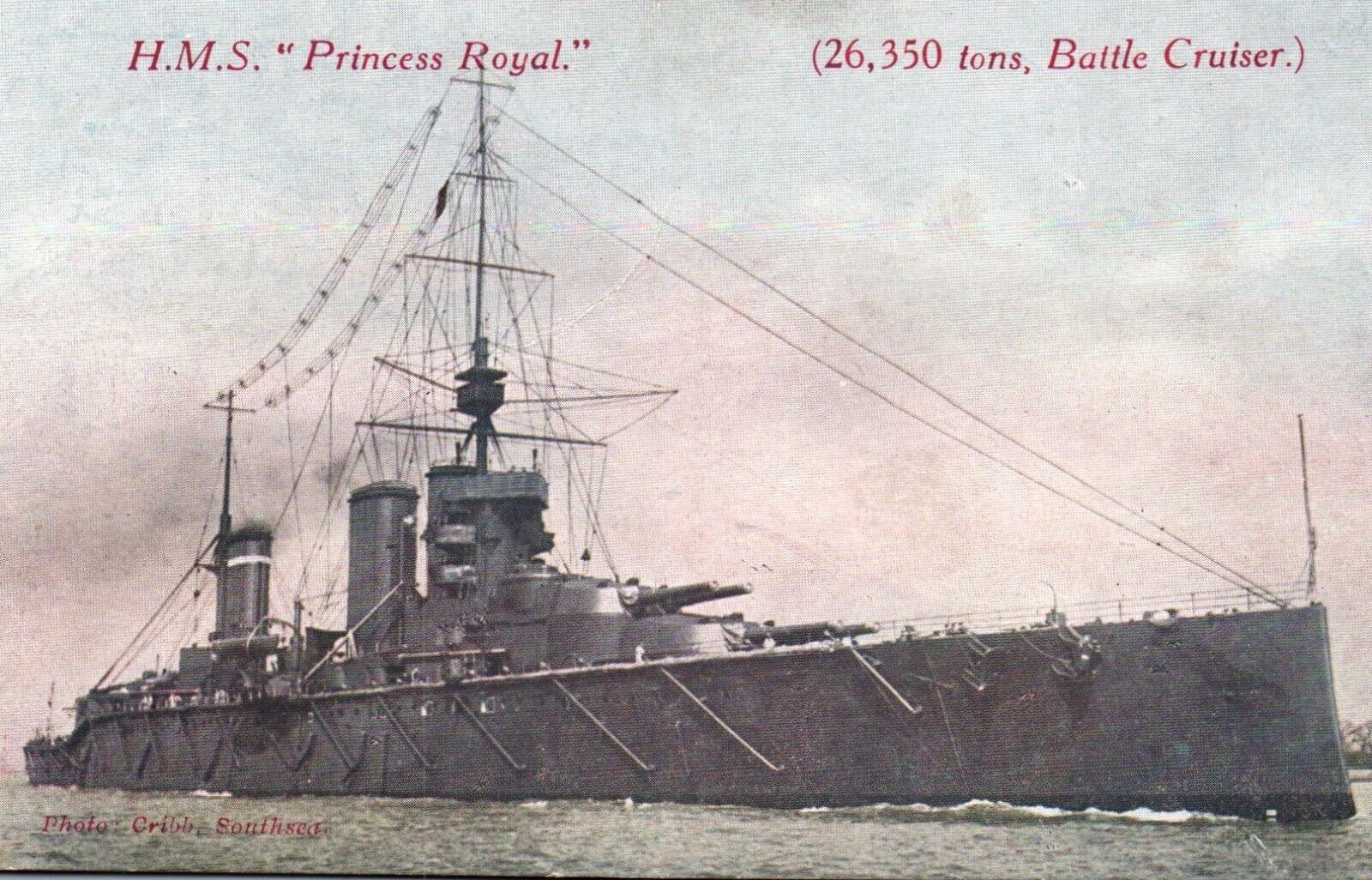 Royal Navy Battleship HMS Princess Royal Antique Postcard c1910s ...