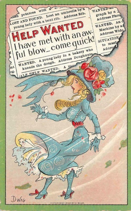 Help Wanted Woman Wind Bakery Umbrella Comic Artist Signed Dwig ...