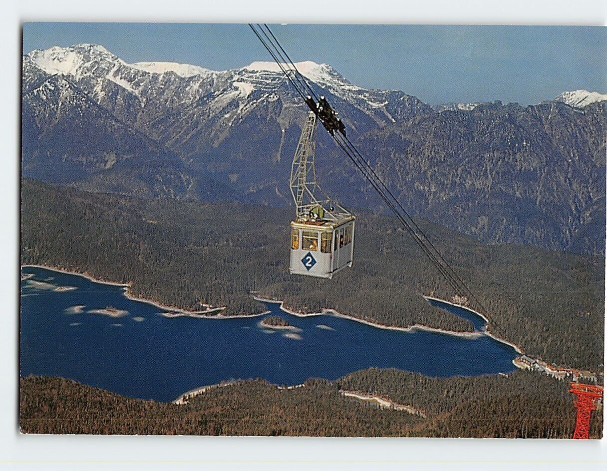 Postcard Seilbahn Eibsee-Zugspitzgipfel mit Eibsee, Grainau, Germany ...