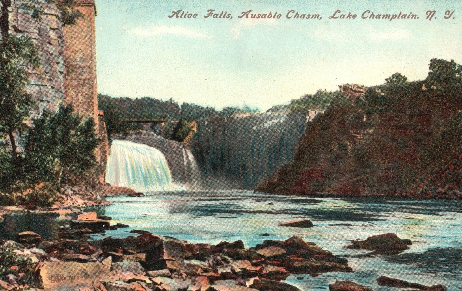 Vintage Postcard 1910's Alice Falls Ausable Chasm Lake Champlain New ...