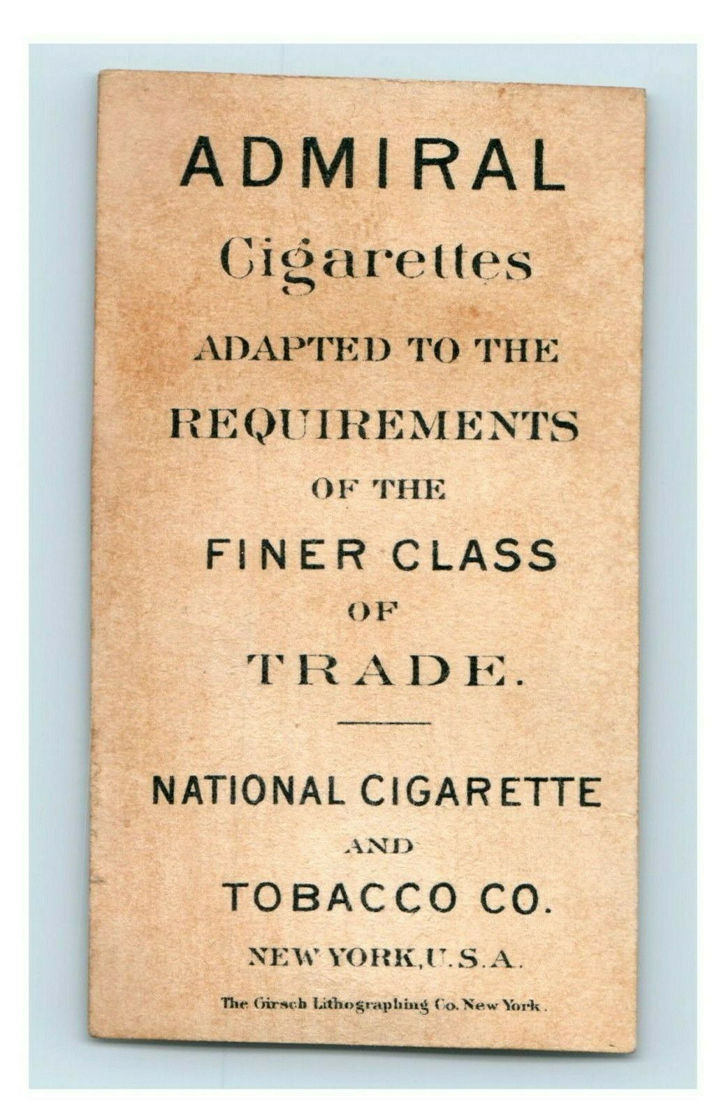 1880's Swedish Lovely Lady Admiral Cigarettes Victorian Tobacco Card ...