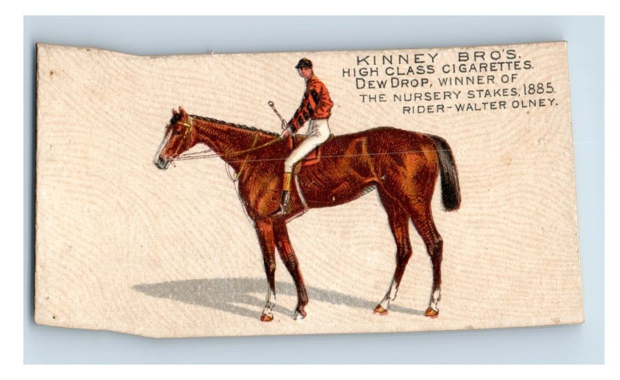 1885 Kinney Bros Tobacco Card Winner Race Horse Dew Drop Rider Walter ...