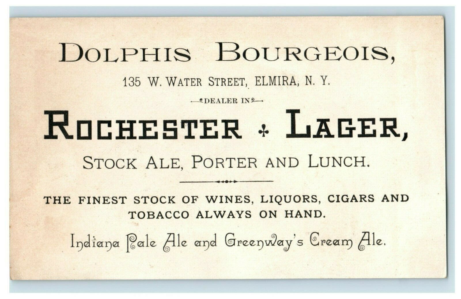 1883 Against Prohibition Dolphis Bourgeois Rochester Lager Indian Pale ...