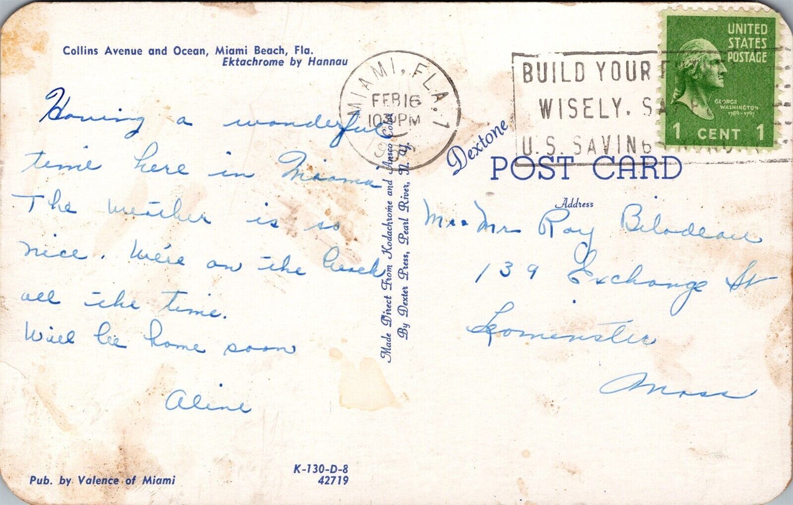 Vtg Miami Beach Florida FL Collins Avenue and Ocean Street View 1950s ...