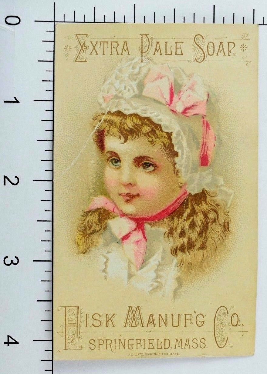 1880's-90's Pisk Mfg. Co. Extra Pale Soap Lovely Young Girl Bonnet P66 ...
