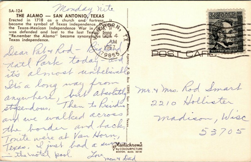 Vtg 1960s The Alamo San Antonio Texas TX Chrome Postcard | United ...