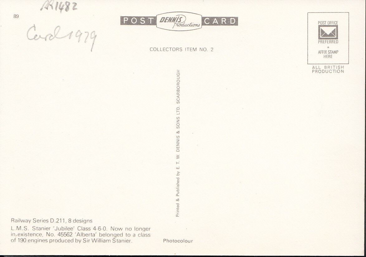 Railways Postcard - Trains - L.M.S Stanier 'Jubilee' Class 4-6-0 Train ...
